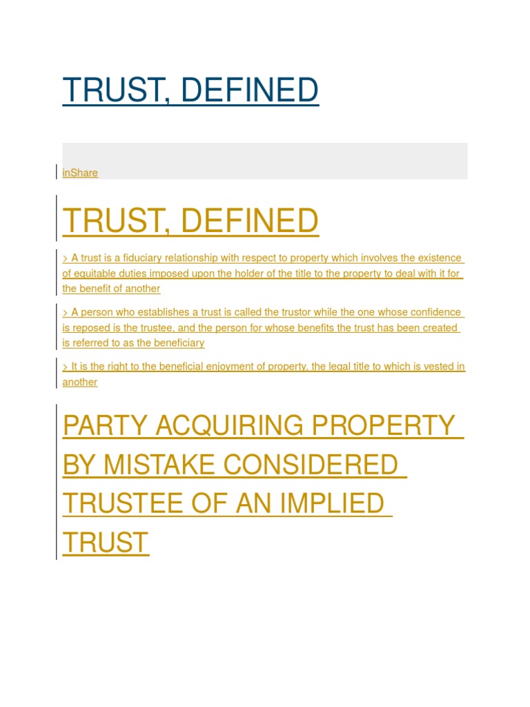 Trust 1 | PDF | Trust Law | Legal Documents