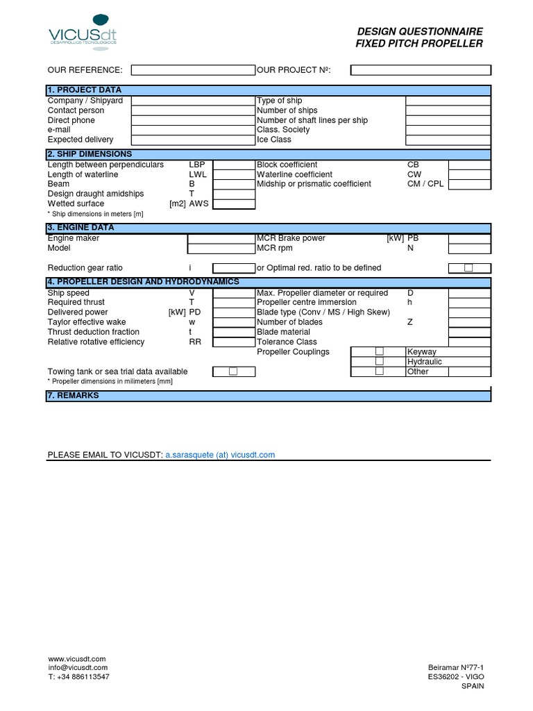 FP Propeller Design Questionnaire - Eng | PDF