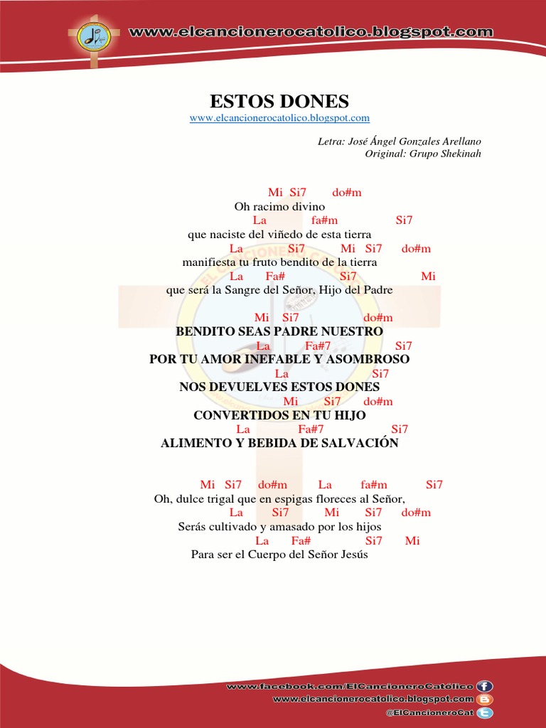 Estos Dones, Letra. José Angel Gonzales Arellano | PDF