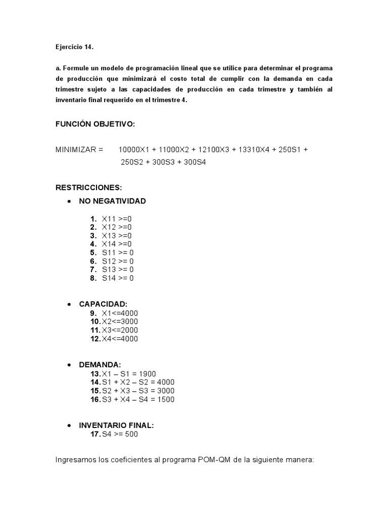 Tarea Programación Lineal Aplicada 1 | PDF | Inventario | Science