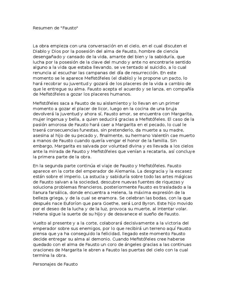 Resumen de | PDF | Fausto | Romanticismo