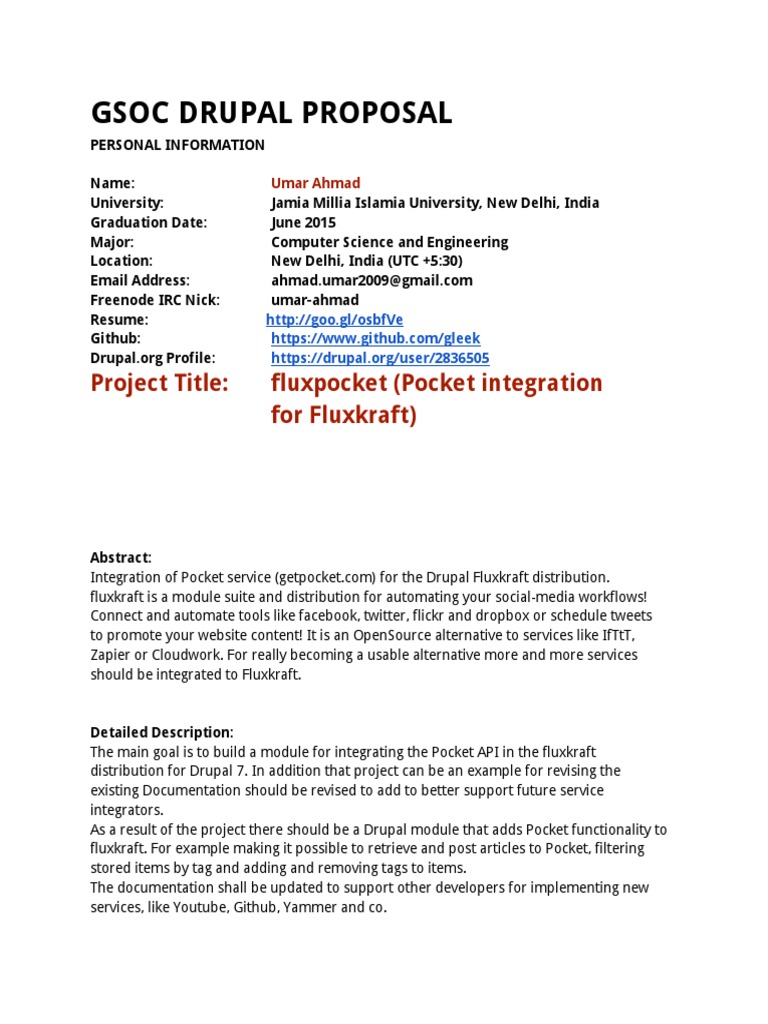 GSoC 2014 Proposal | PDF | Drupal | Hypertext Transfer Protocol