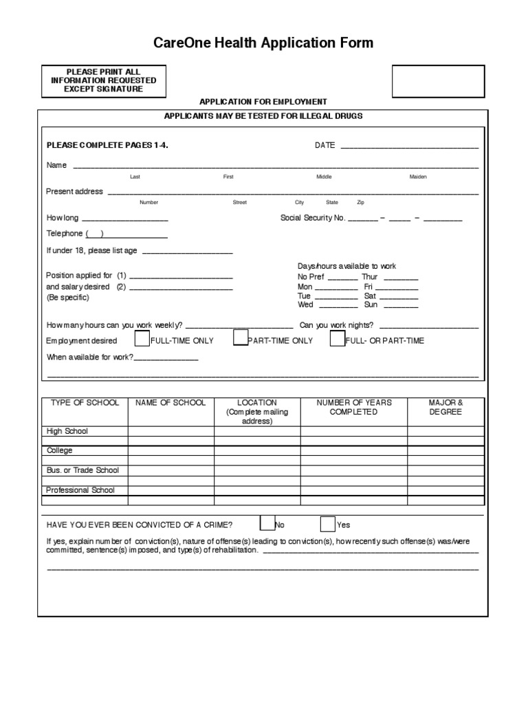 Employment Application Form | PDF | Zip Code | Employment