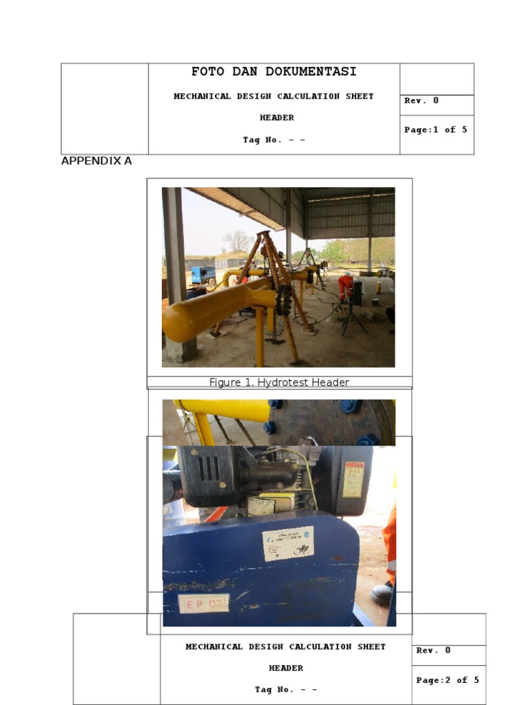 Mechanical Design Hydrotest Documentation | PDF