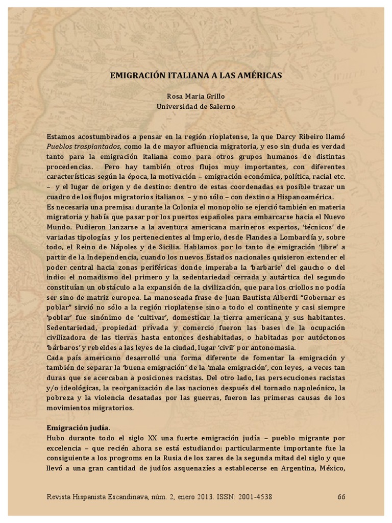 Grillo, Rosa Maria. Emigracion Italiana A Las Americas | PDF | Benito ...