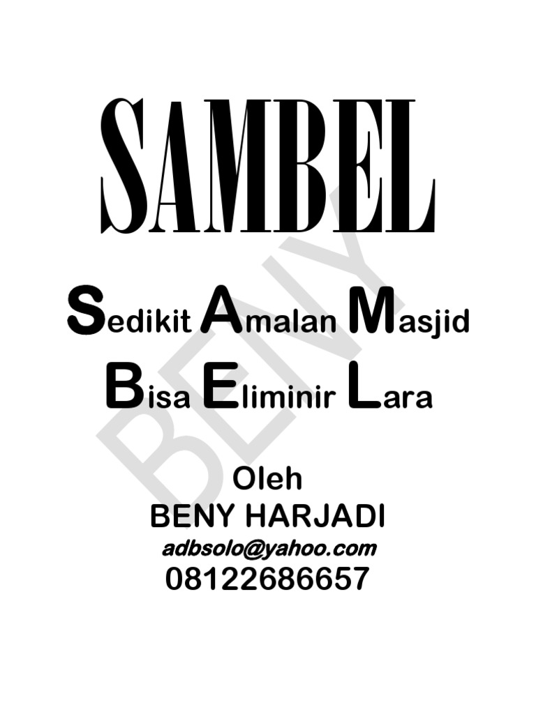 P0105 - SAMBEL - Sedikit Amalan Masjid Bisa Eliminir Lara | PDF | Pengelolaan Keuangan & Uang