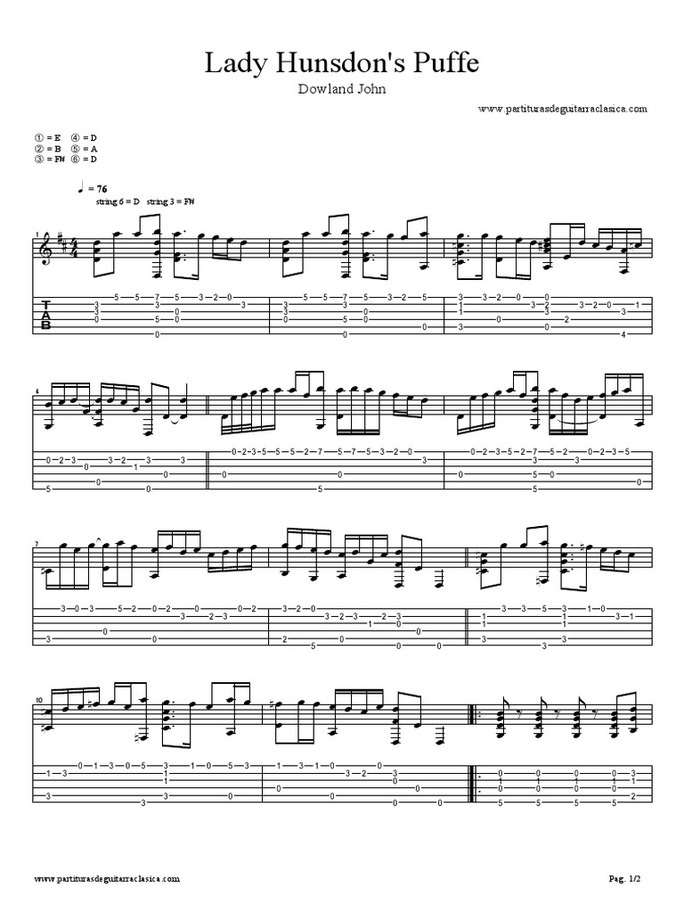 Dowland, John - Lady Hunsdon's Puffe Guitar PDF | PDF