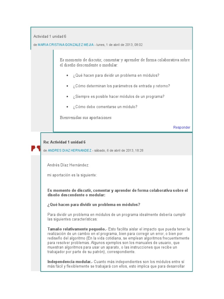 Actividad 1 Unidad 6 Pdf Objeto Informática Programación Orientada A Objetos