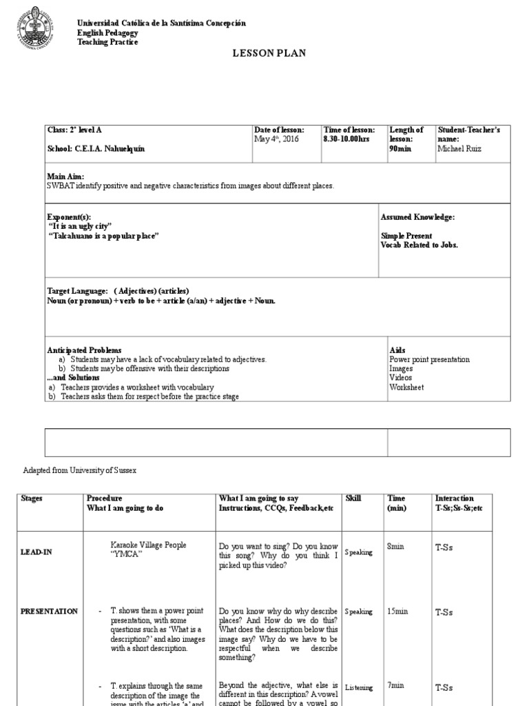 Lesson Plan PPP Lesson 1 | PDF | Vocabulary | Linguistic Morphology
