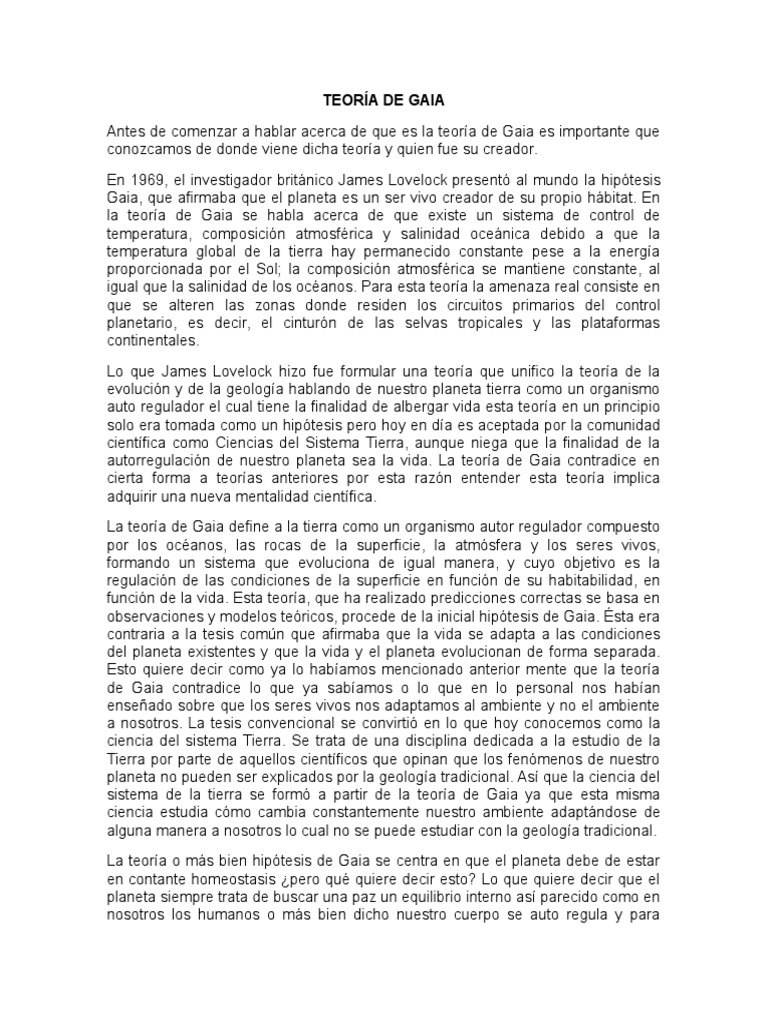 Teoría de GAIA | PDF | Hipótesis de Gaia | Castor