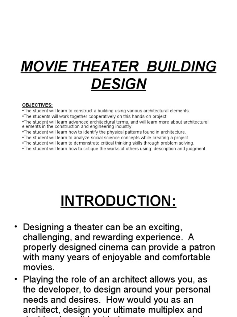 Movie Theater Building Design | PDF | Movie Theater | Theatre