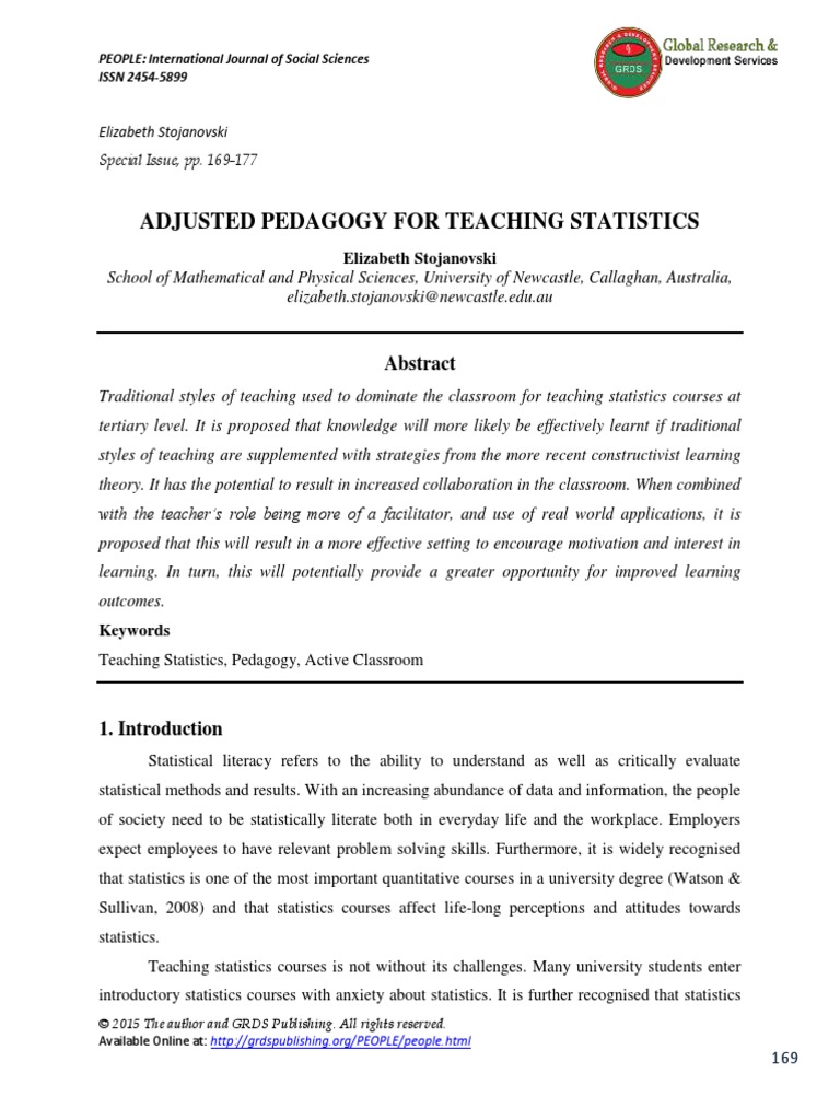 Adjusted Pedagogy For Teaching Statistics Pdf Constructivism