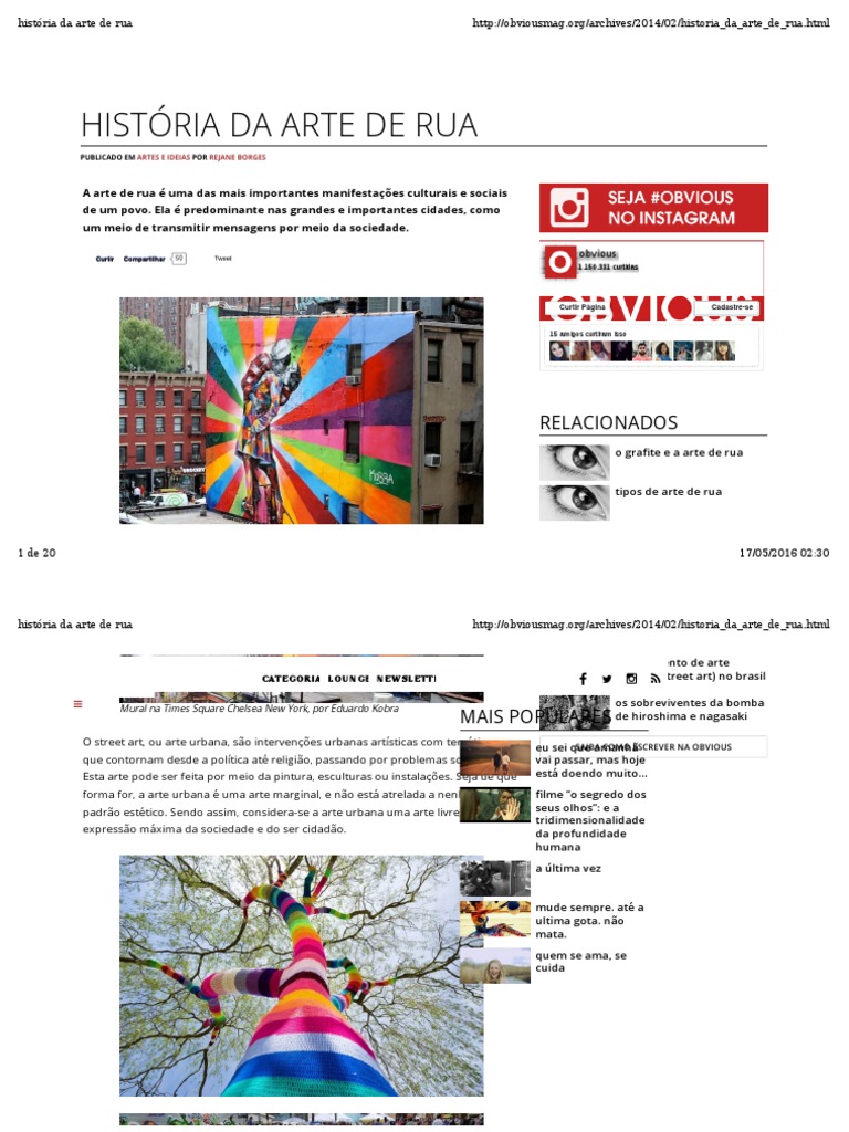 Artes Das Ruas | PDF | Arte de rua | Cidade