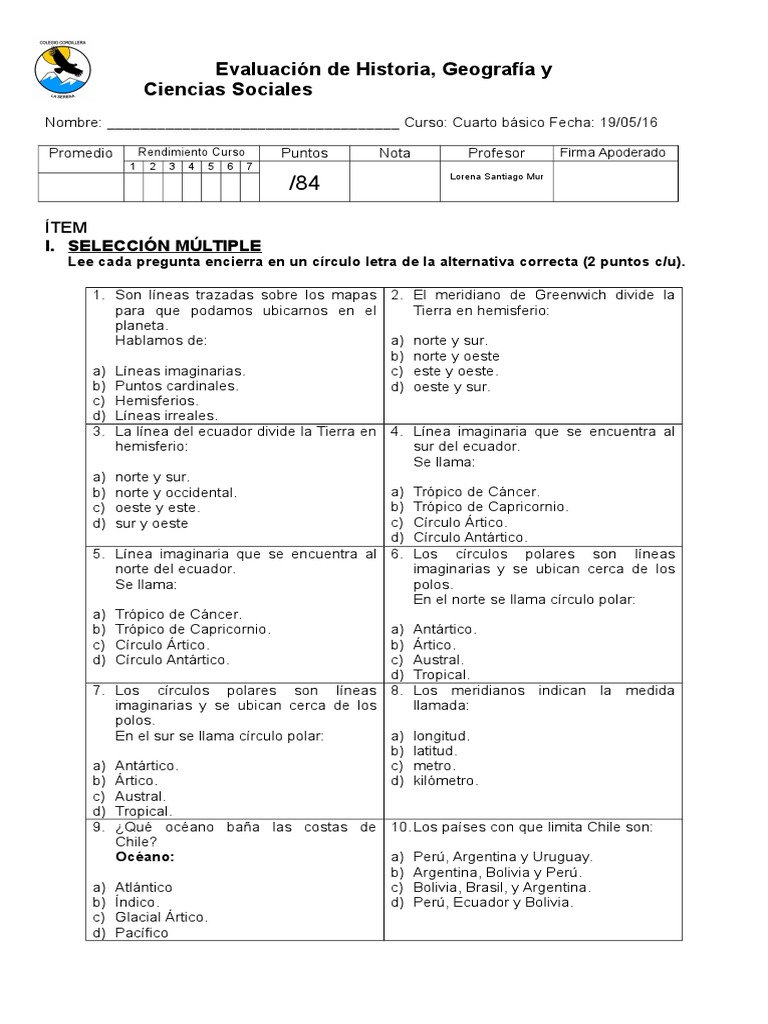 Prueba Cuarto Continente Americano | PDF | Américas | Ecuador