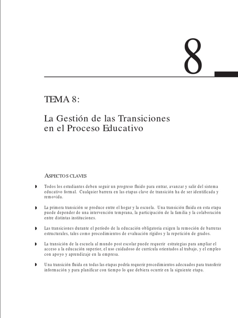 Gestión de Las Transiciones en El Proceso Educativo UNESCO 8 | PDF ...
