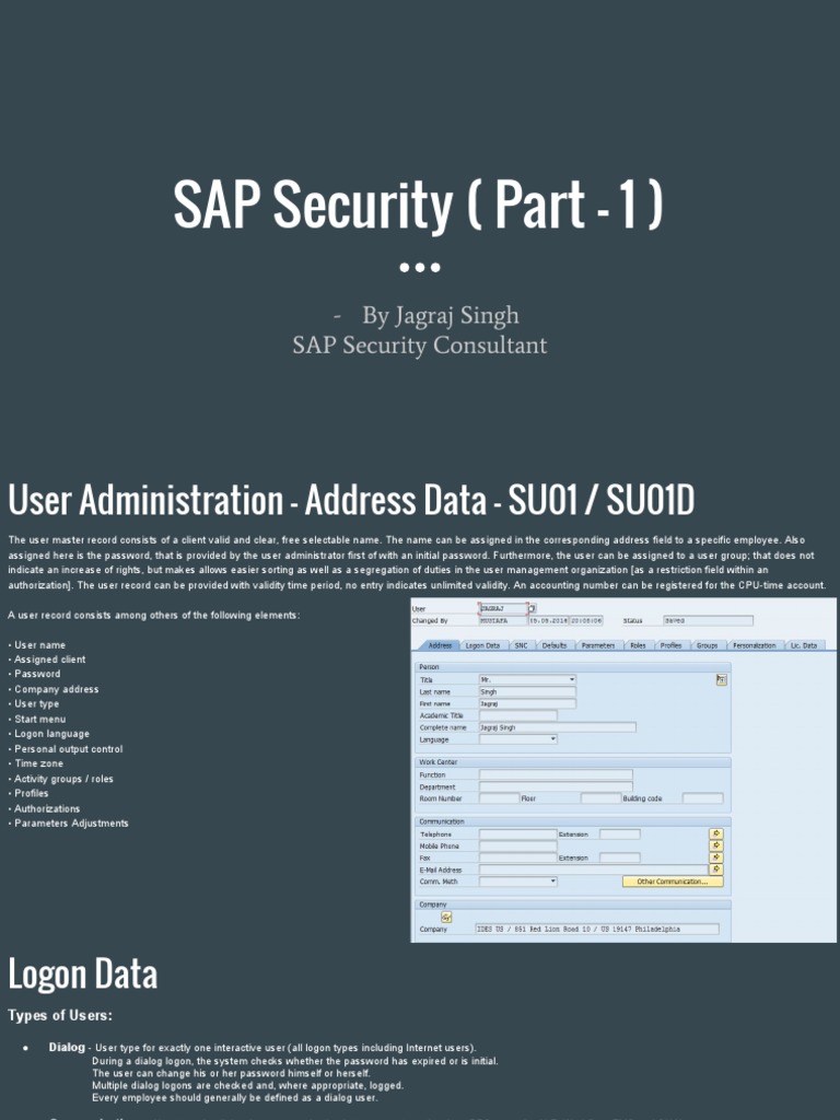 SAP Security (Part - 1) | PDF | Password | User (Computing)