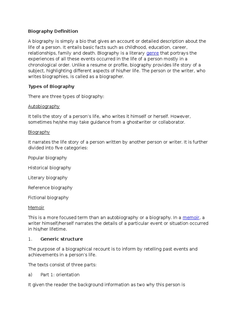 Biography Text | Biography | Grammar | Free 30-day Trial | Scribd