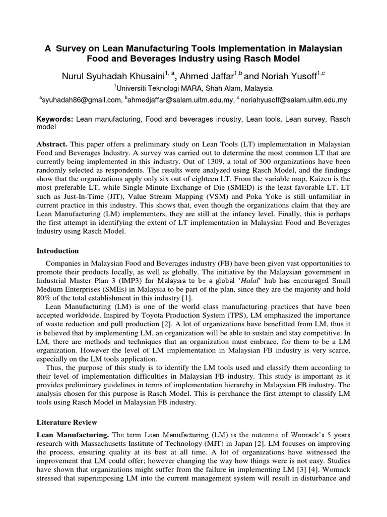 Lean Manufacturing Survey Paper | Download Free PDF | Lean ...