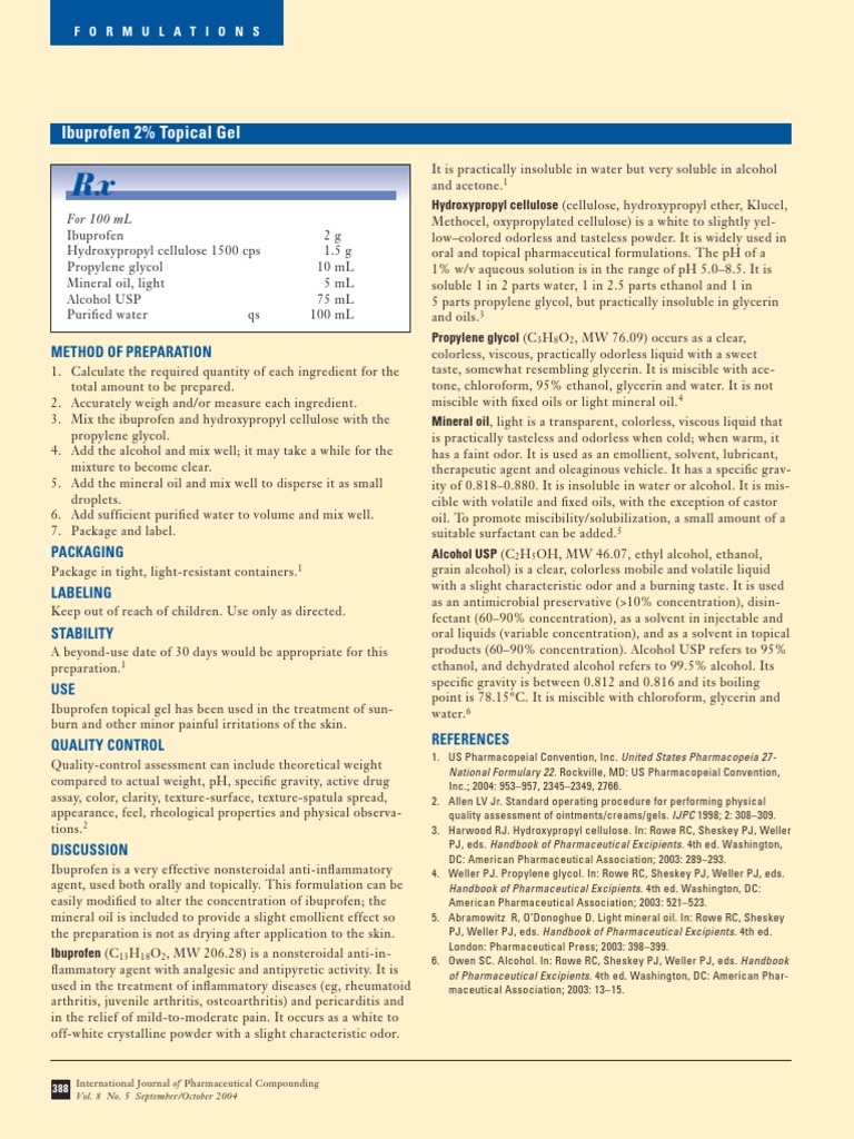 Ibuprofen 2% Topical Gel | PDF | Topical Medication | Ethanol