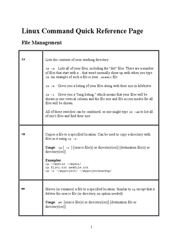 Linux Command Quick Reference Page | PDF | Secure Shell | File Transfer Protocol