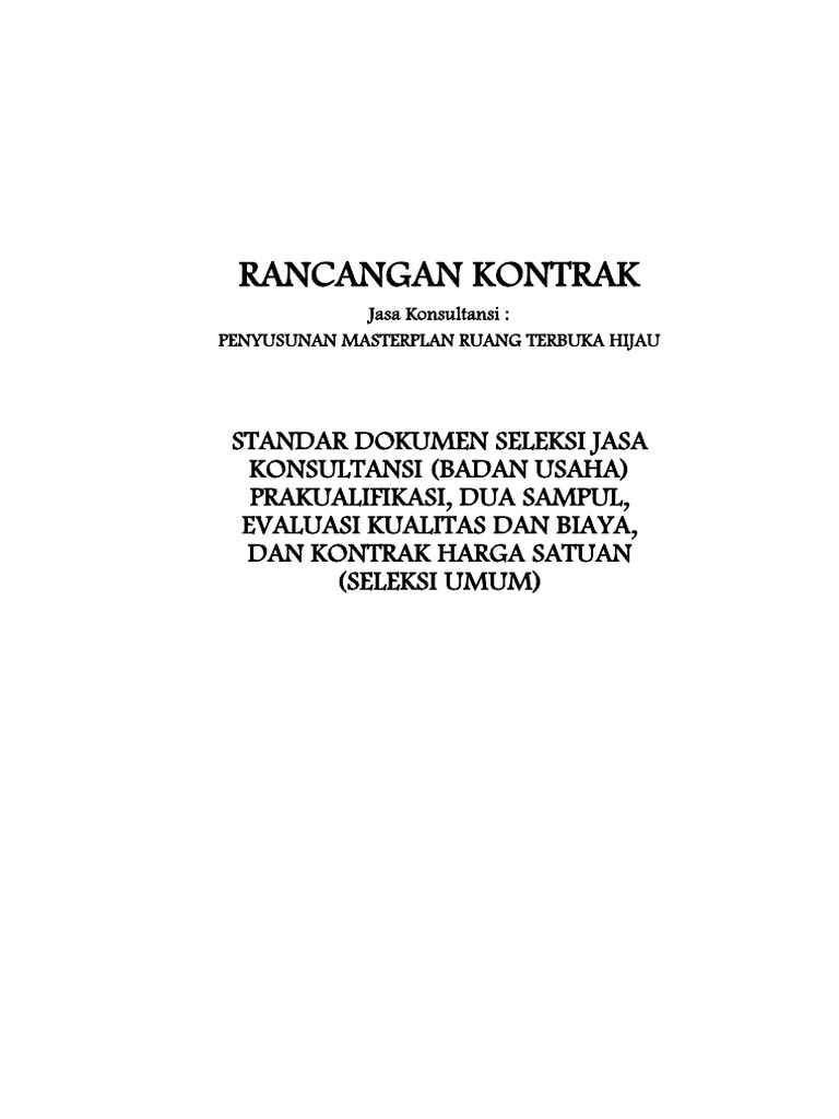Rancangan Kontrak Masterplan RTH | PDF
