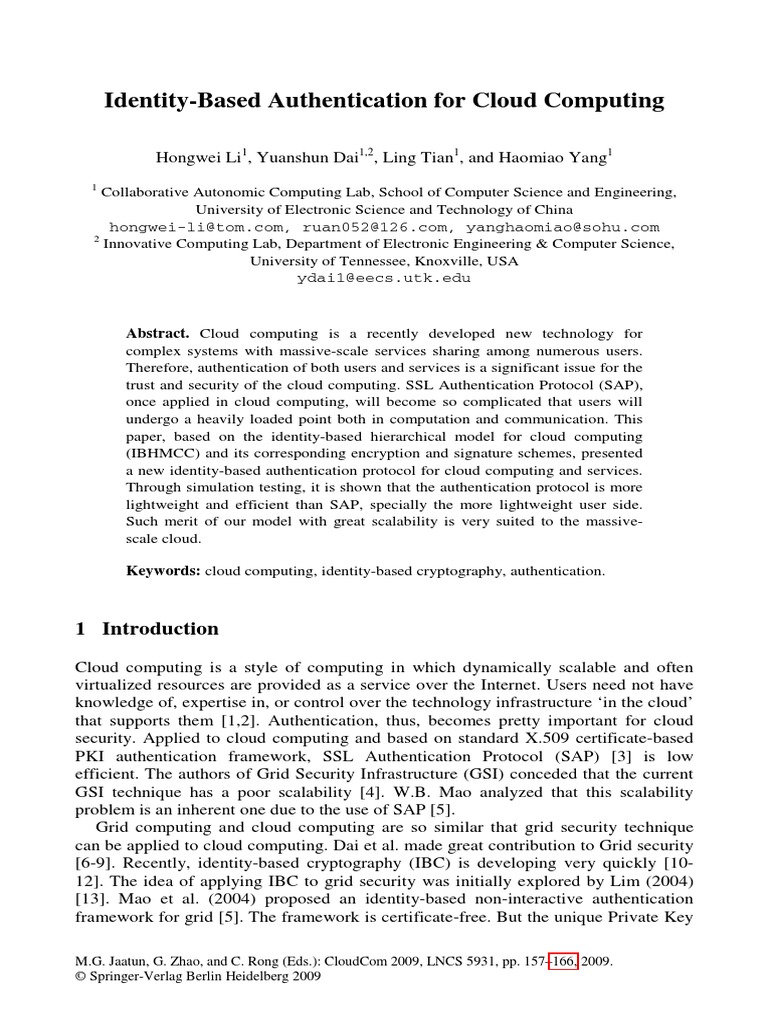 Identity-Based Authentication For Cloud Computing PDF | Download Free ...