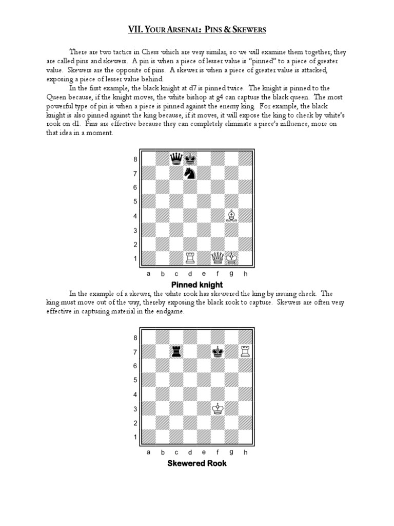 Lesson 10 - Tactics-Pins&Skewers | PDF | Game Theory | Board Games