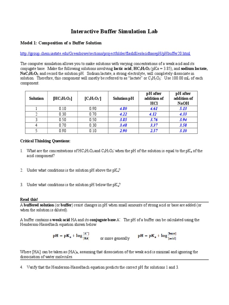 Interactive Buffer Simulation Lab | PDF | Ph | Buffer Solution