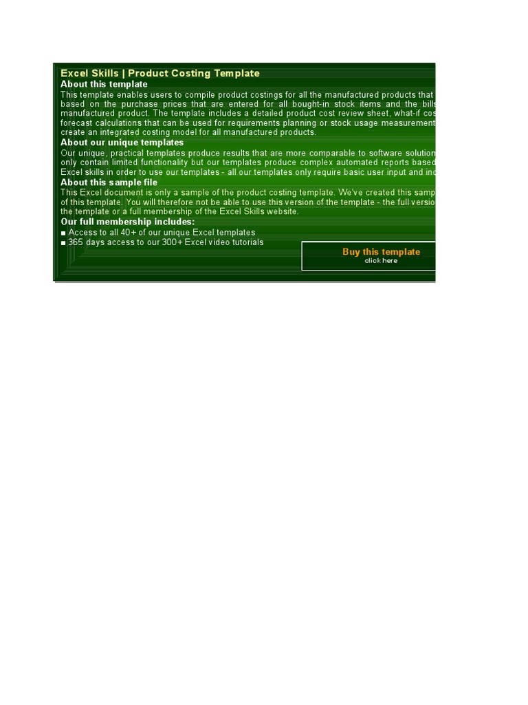 Costing Sample | PDF | Microsoft Excel | Forecasting