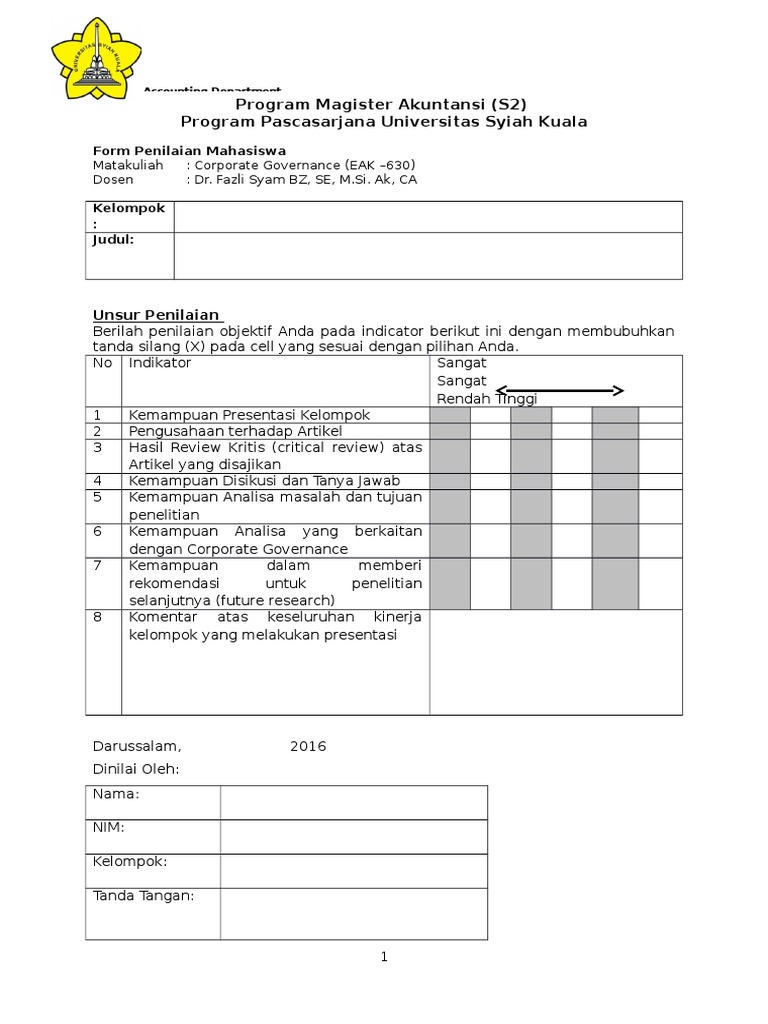 Contoh Form Penilaian Mahasiswa | PDF | Karier & Perkembangan | Bisnis