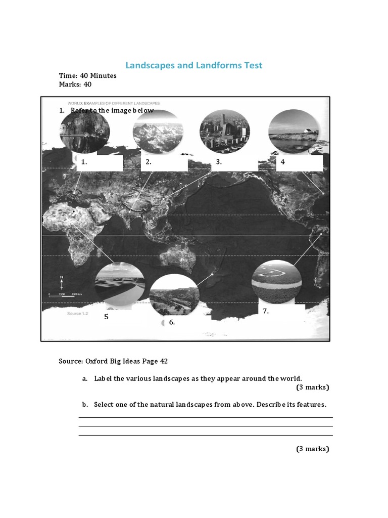 Geography Exam: Landscapes & Landforms | PDF | Teaching Methods & Materials
