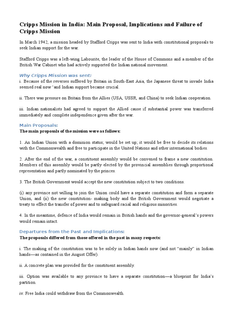 Cripps Mission | PDF | Partition Of India | Government