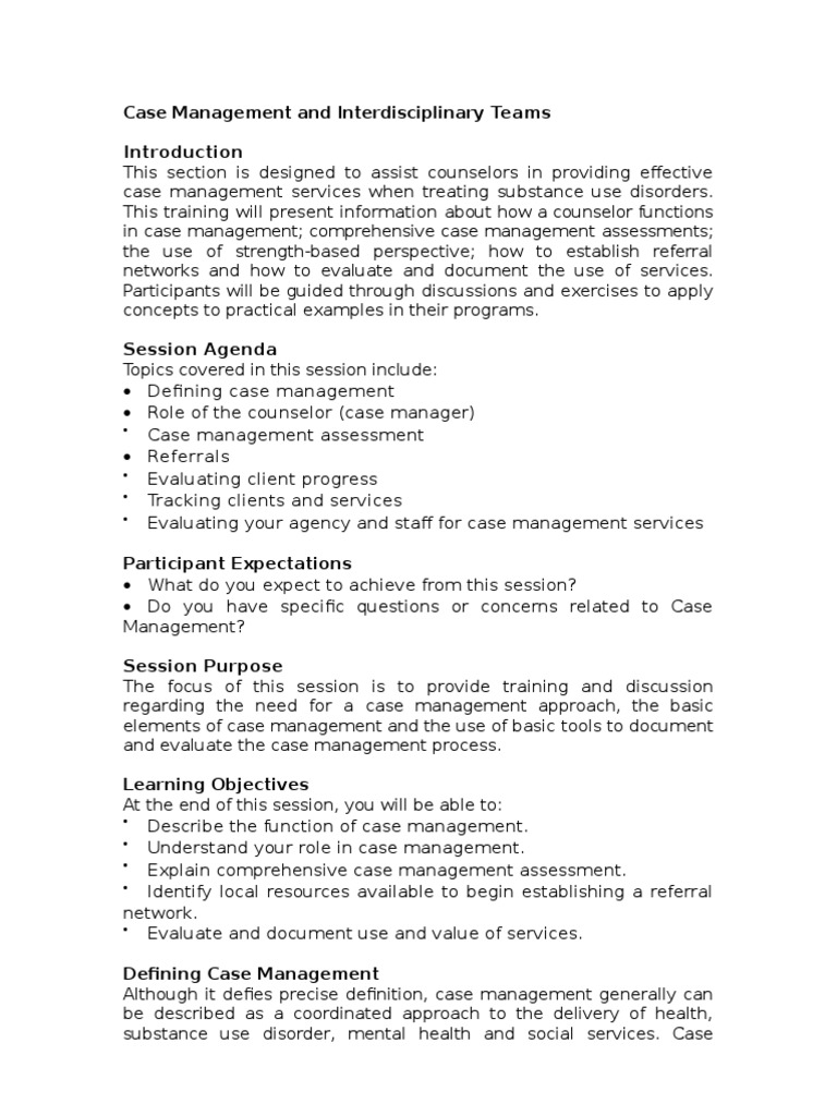 Case Management | PDF | Recovery Approach | Drug Rehabilitation
