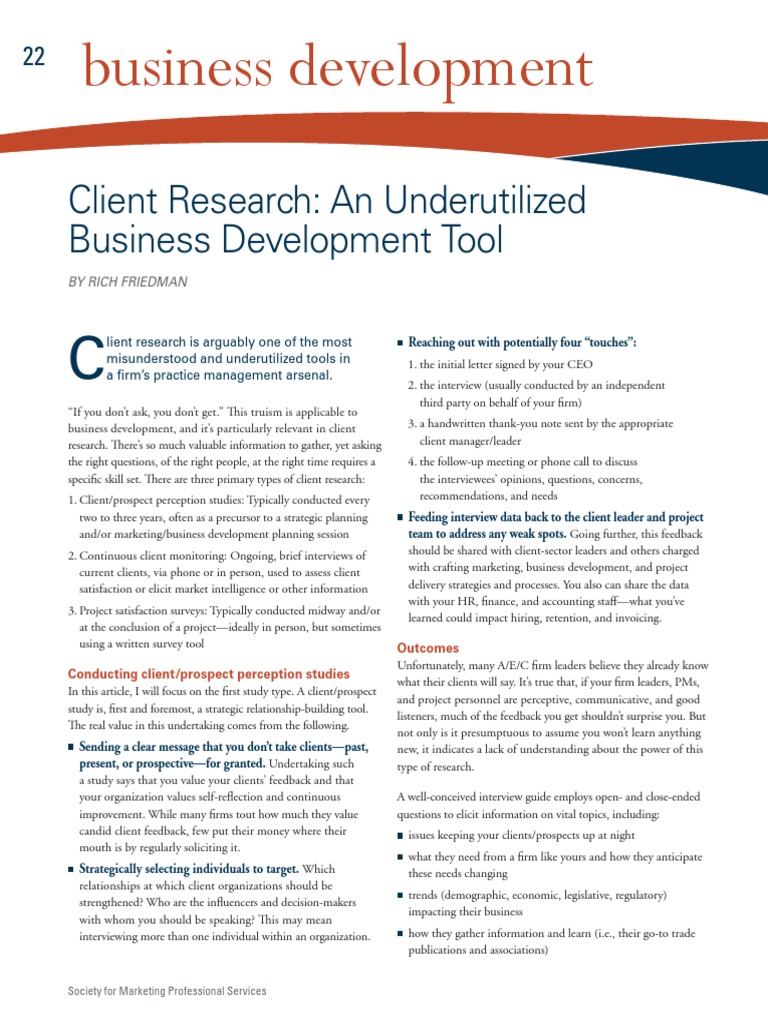 Client Research: An Underutilized Business Development Tool | PDF ...