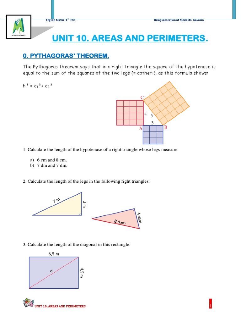 Pythagorean Theorem Exercises and Applications | PDF | Area | Triangle