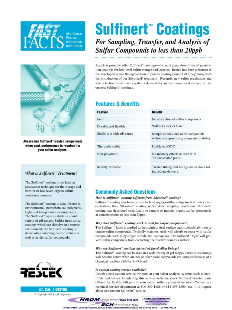 59318A - FASTFACTS - Sulfinert Coatings For Sampling, Transfer, and ...