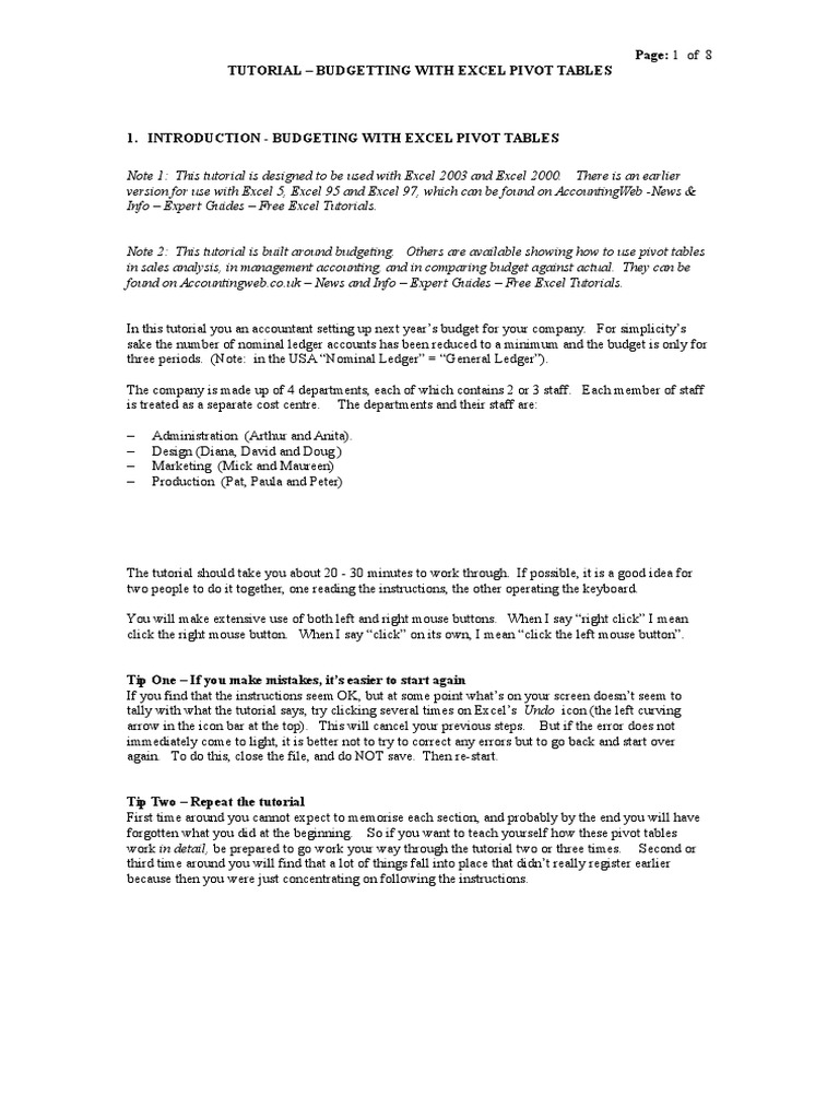Pivot Table Tutorial 1 | Download Free PDF | Computing | Software