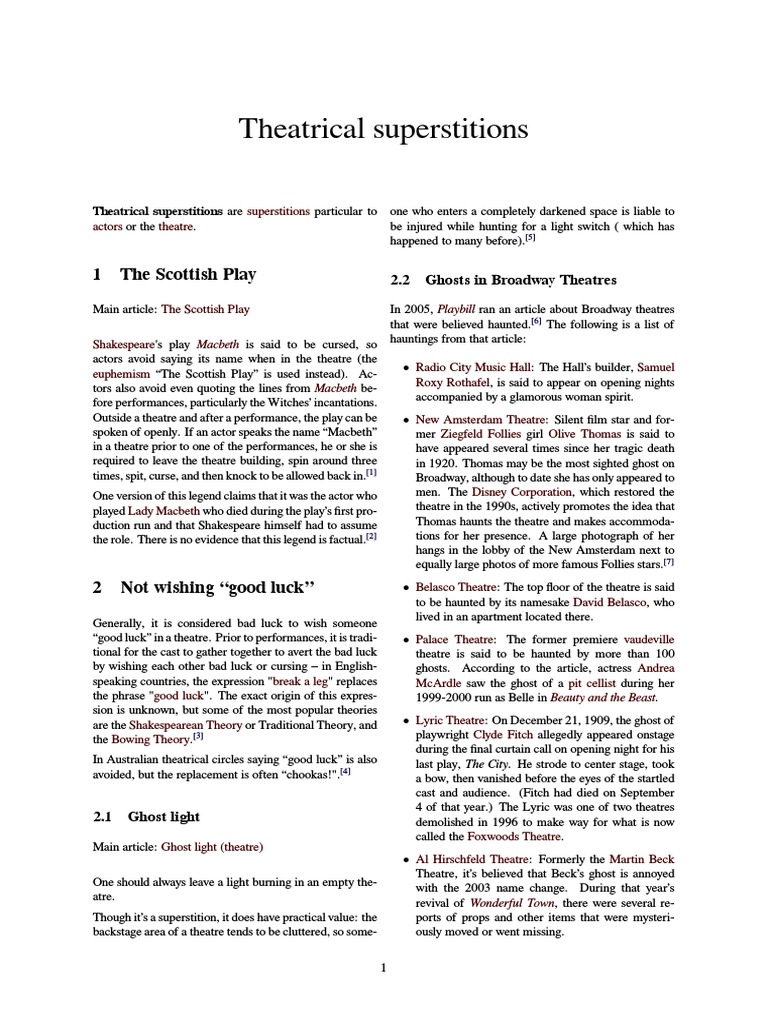Theatrical Superstitions | PDF | Oral Literature | Entertainment