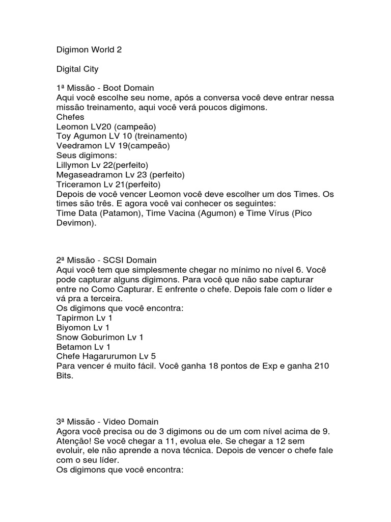 Guia Completo de Digimon World 2 | PDF | Computação e Tecnologia da ...