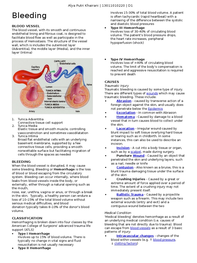 Bleeding: Blood Vessel | PDF | Hemostasis | Bleeding