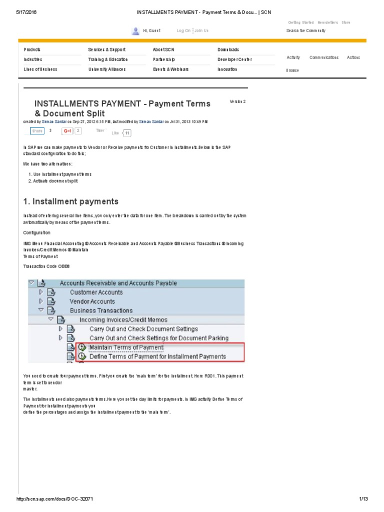 Payment Terms - Installment Payment | PDF | Accounts Payable | Invoice