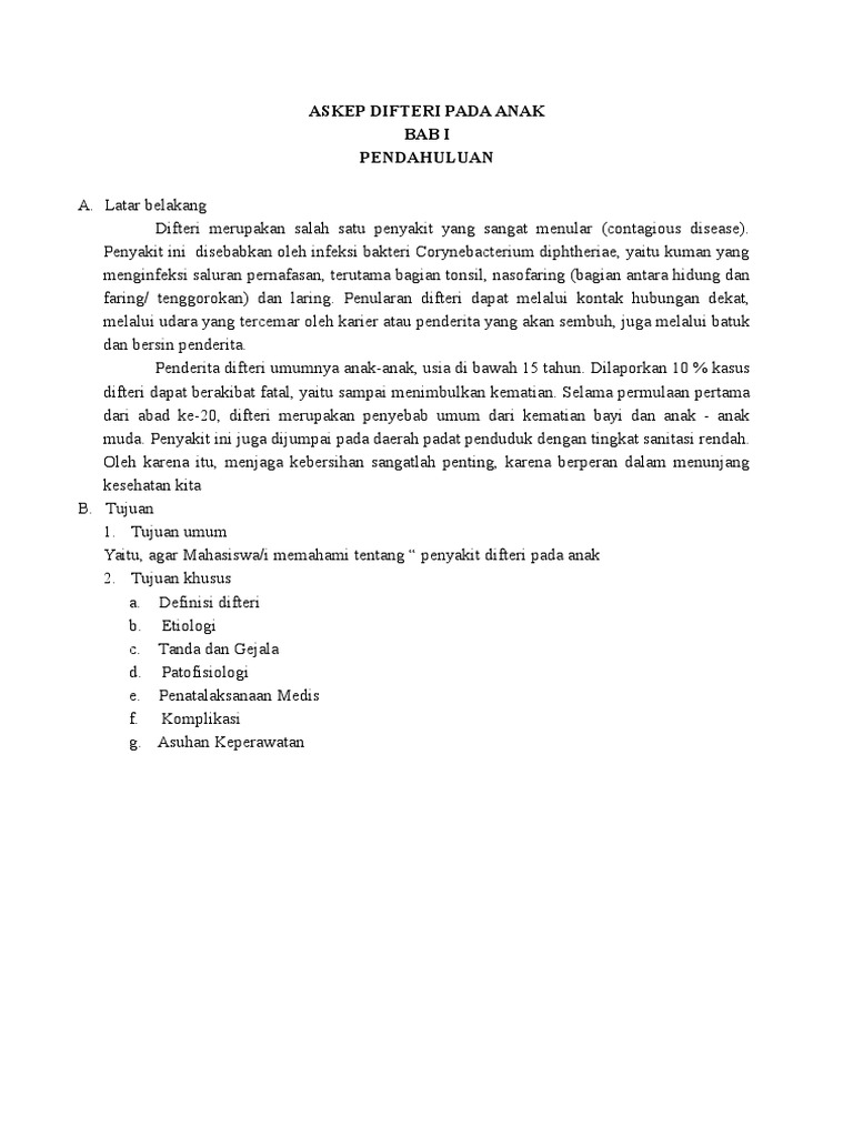 Askep Difteri Pada Anak | PDF | Sains & Matematika