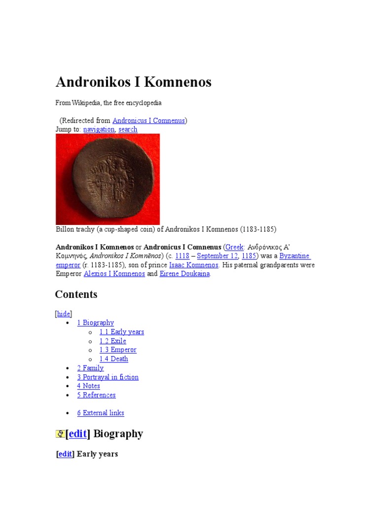 Andronikos I Komnenos | PDF | European Monarchs | Roman Imperial Dynasties