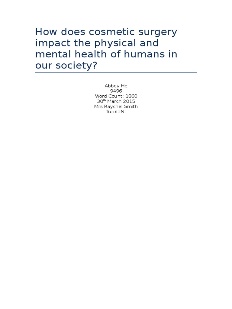 How Does Cosmetic Surgery Impact The Physical and Mental Health of ...