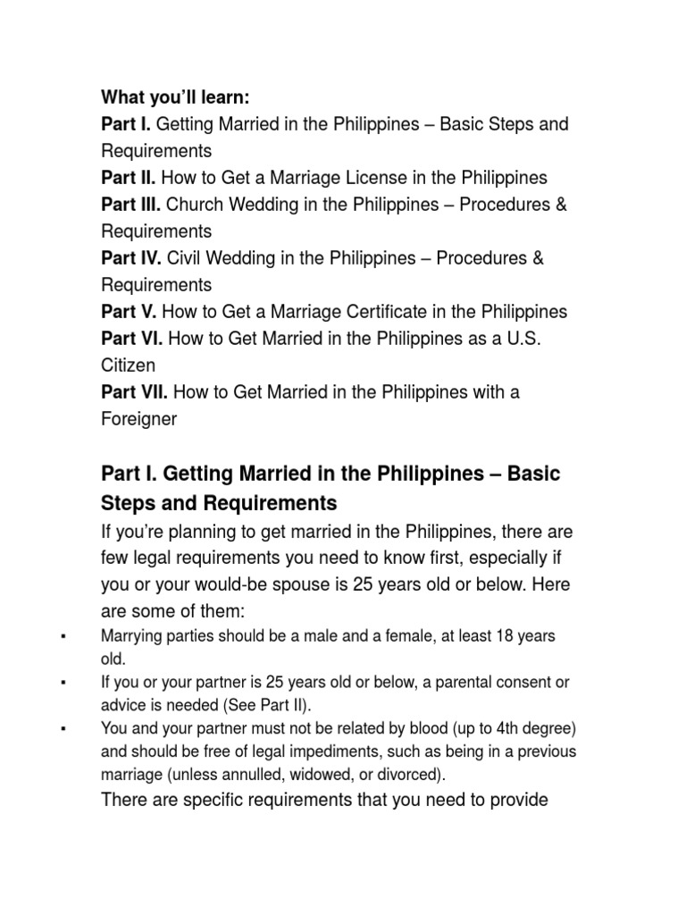 Part I. Getting Married in The Philippines - Basic Steps and ...