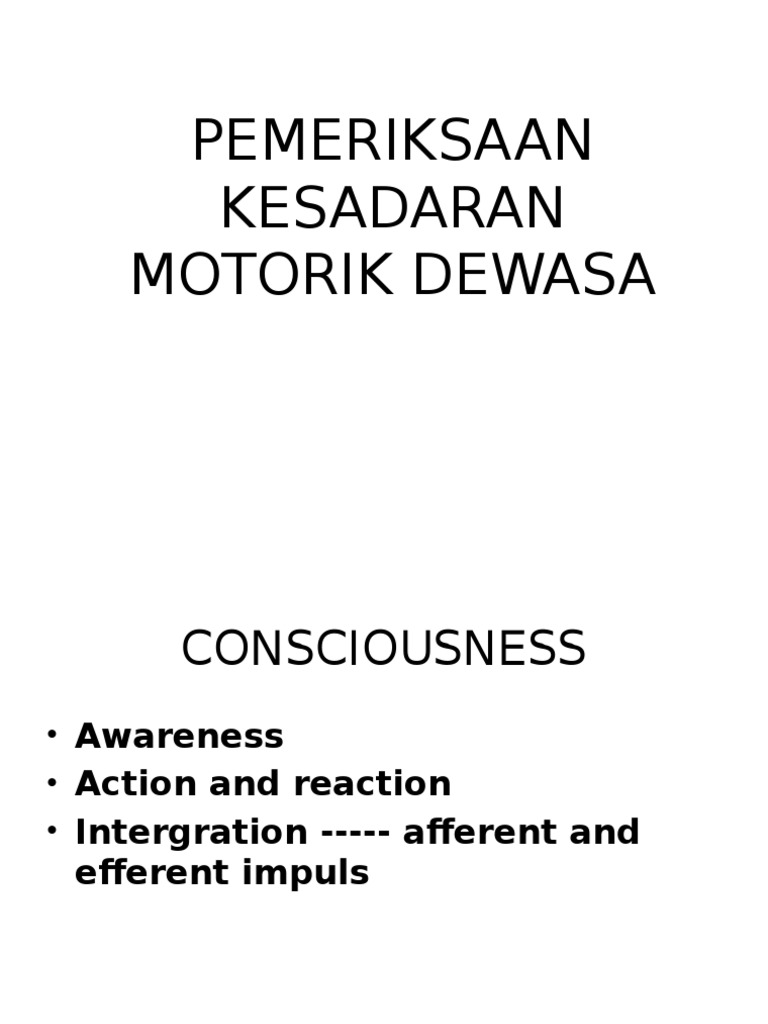 Pemeriksaan Neurologi Motorik Dewasa | PDF
