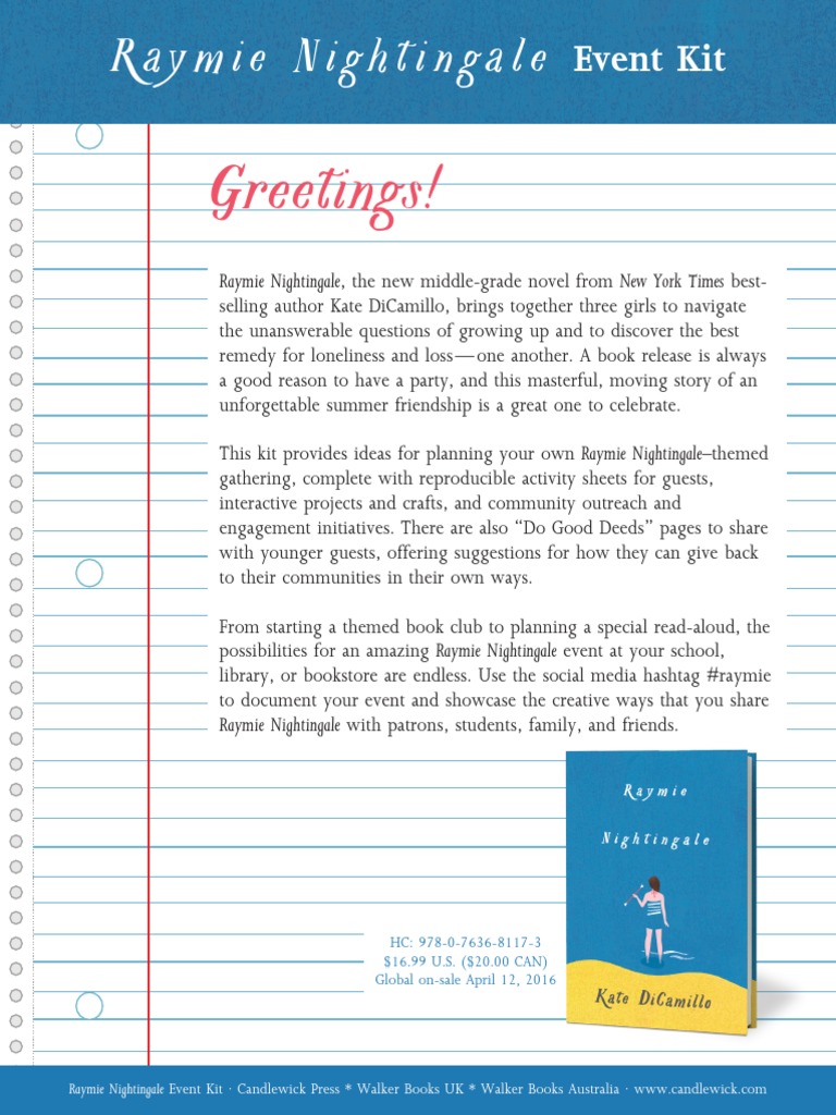Raymie Nightingale by Kate DiCamillo Activity Kit | PDF | Friendship ...