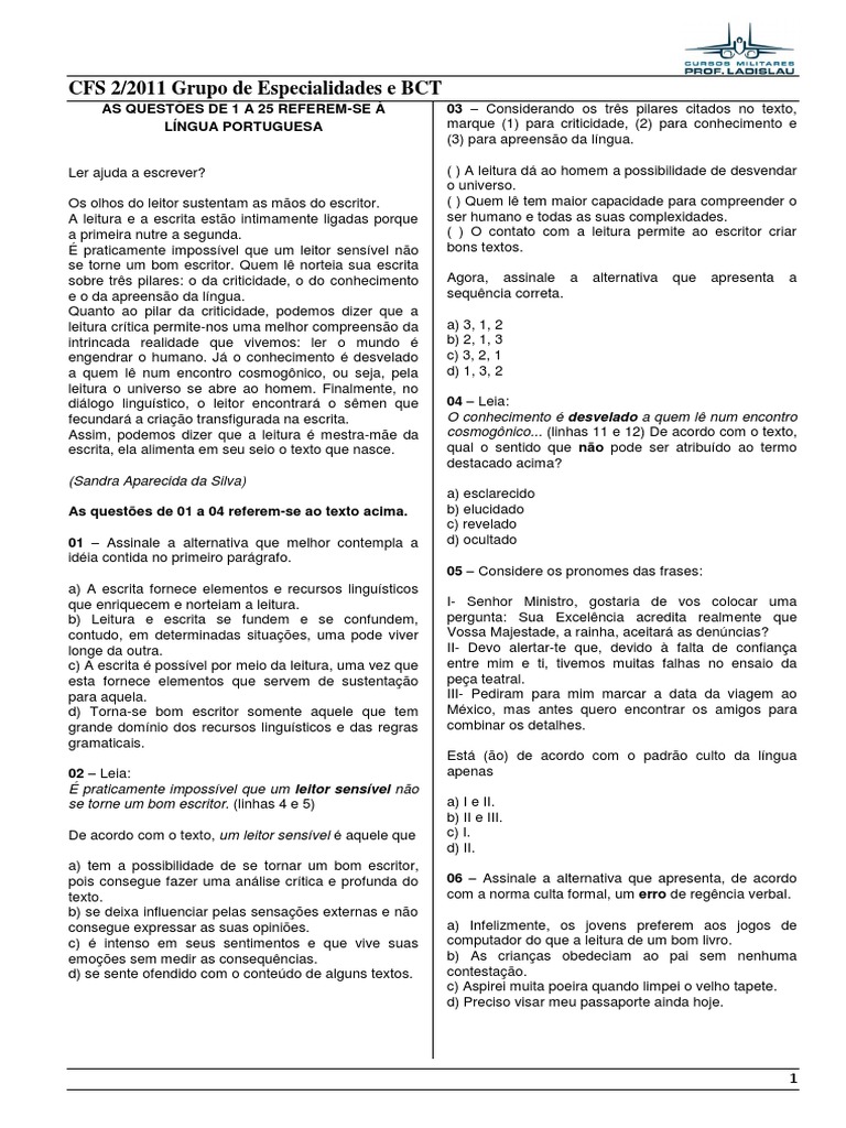 Prova Eear CFS 2-2011 | PDF | Transformador | Indutor Prova Eear CFS 2-2011 | PDF | Transformador | Indutor