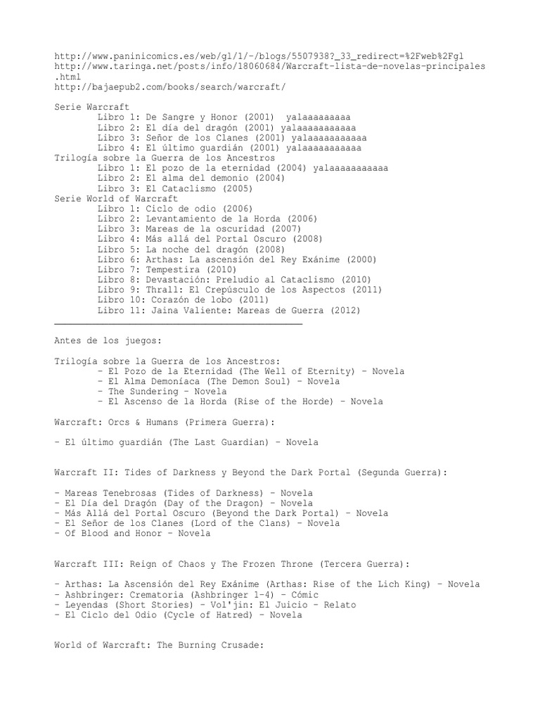 Libros Wow | PDF | Mundo de Warcraft | Warcraft