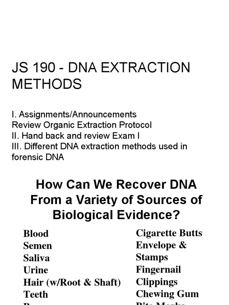 Js 190 - Dna Extraction Methods | PDF | Precipitation (Chemistry ...